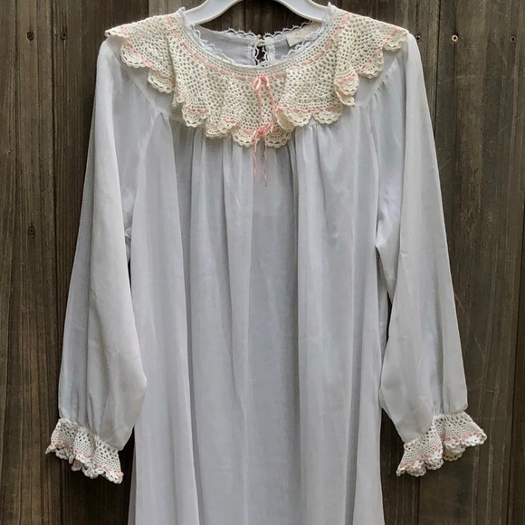 Vintage | Intimates & Sleepwear | Vintage White Maxi Ruffled Crochet ...